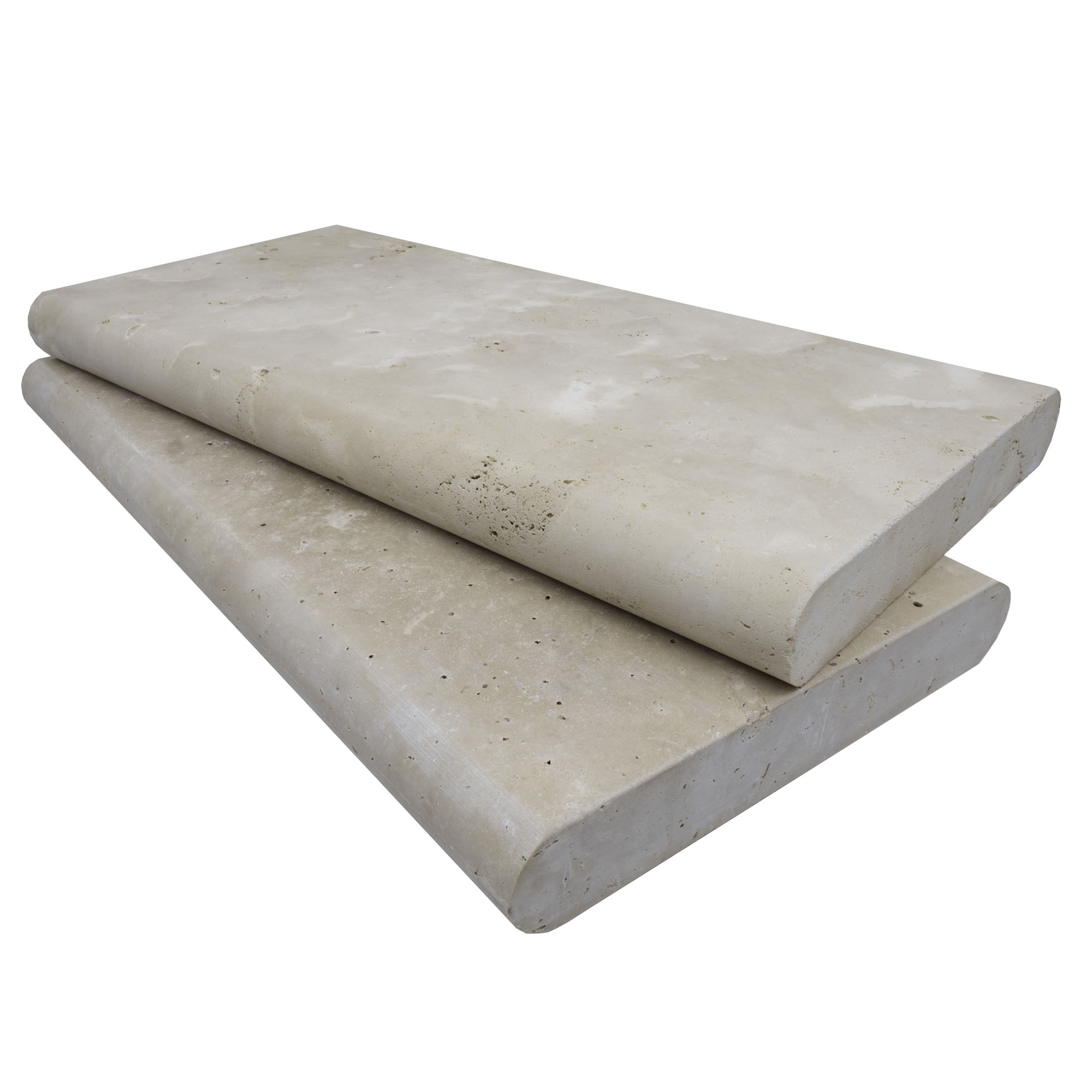 Ivory Travertine 12x24x2 2IN Double Bullnose Coping | STONELUX