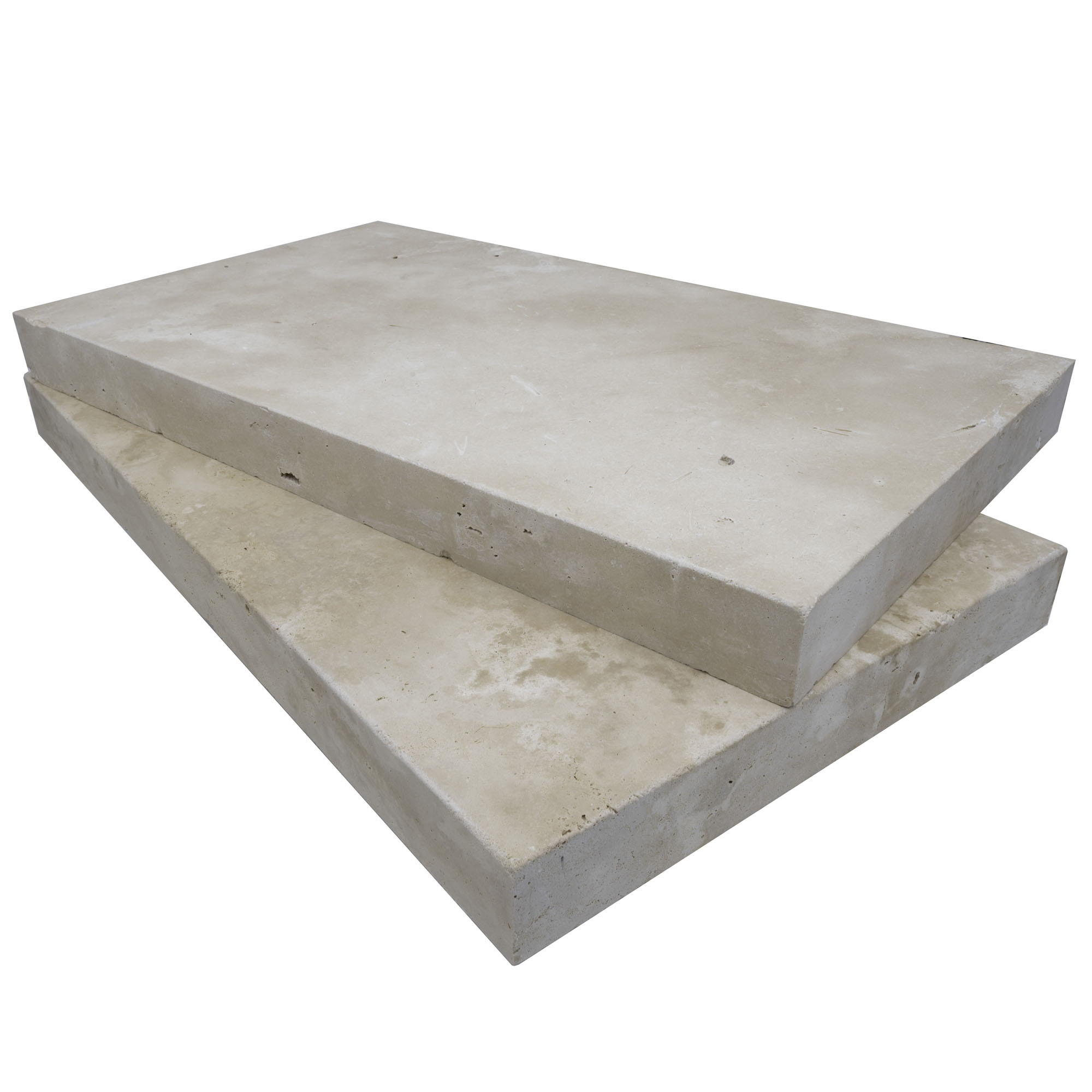 Ivory Travertine Tumbled 14x24x2 Eased Edge Coping - Premium