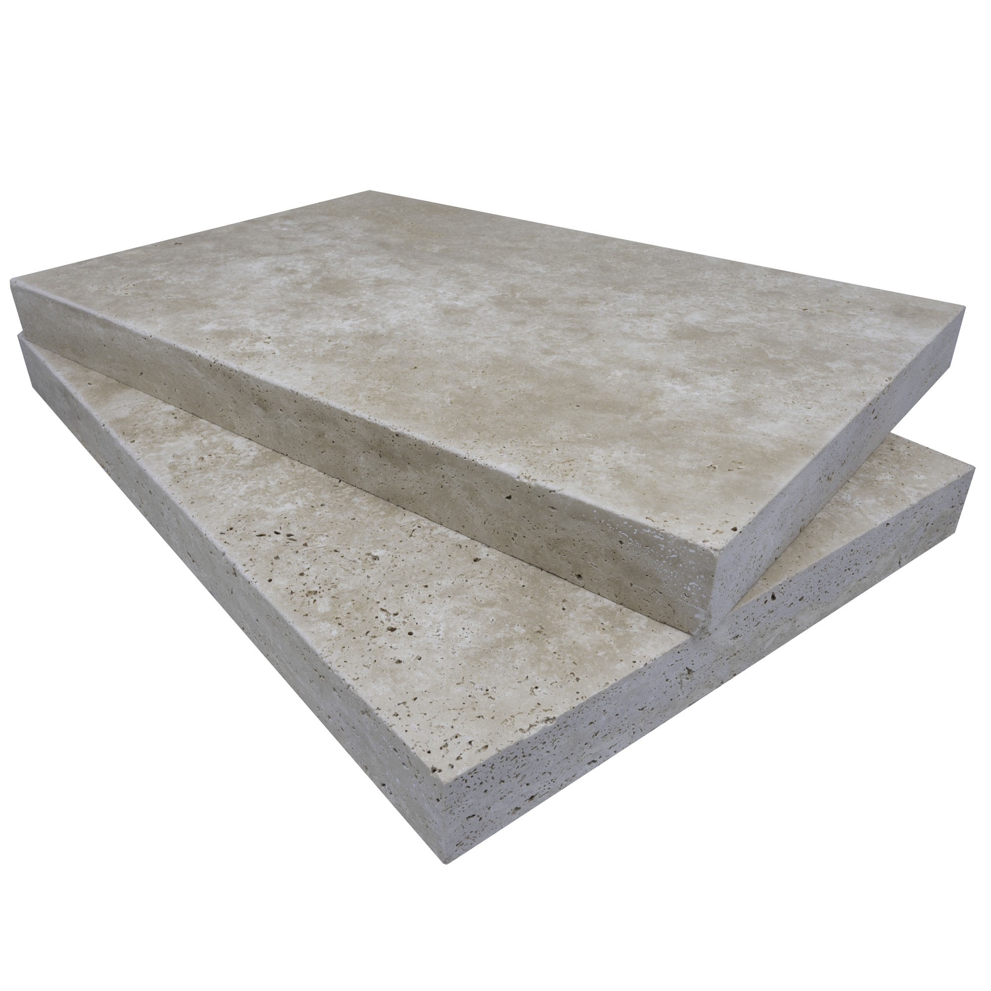 Ivory Travertine Tumbled 16x24x2 Eased Edge Coping - Premium