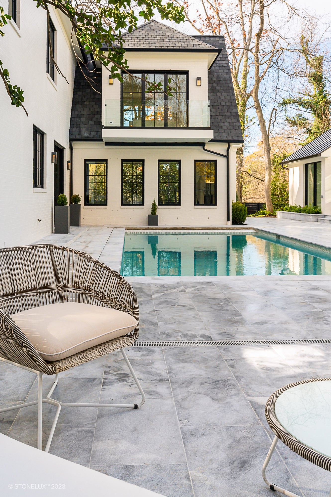 Arctic Grey Marble Pool & Patio Project in Washington DC | Luxury ...